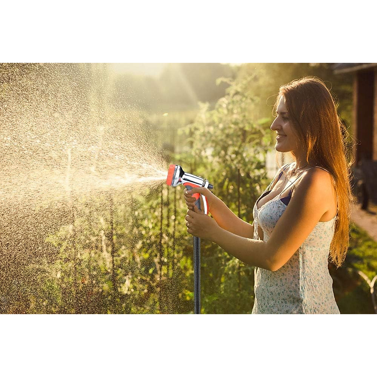 HmiL-U Garden Hose Nozzle Sprayer, Heavy Duty Metal High Pressure Water Gun, 9 Adjustable Watering Patterns Suitable for Watering Plants Washing Cars and Showering Pets