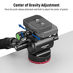 NEEWER Video Tripod Head Upgraded with Vertical/Horizontal Switch, Compact Metal Pan Tilt Fluid Head with Arca Type QR Plate & Telescopic Handle, 1/4” Screw for Camcorder/DSLR, Max Load 3kg, GM26