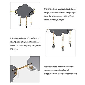 BOJOD Rimless Cloud Sunglasses For Women Trendy Disco Festival Glasses Vintage 90s Sunglasses Funny Cloud BLUE Halloween