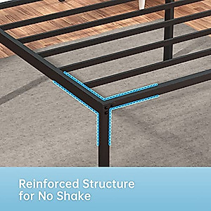 Bed Frame Metal Platform Bed Frame 18 Inch High Mattress Foundation No Box Spring Needed Heavy Duty Steel Slat Noise-Free Easy Assembly Under-Bed Storage (Queen)