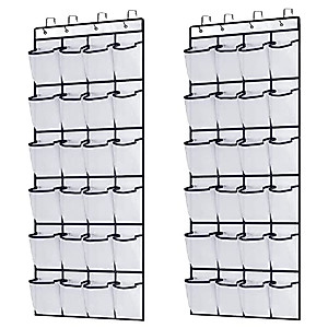2 Pack Over The Door Shoe Organizer, Door Hanging Shoe Holder Rack Organizer Shoe Storage 24 Durable Mesh Pockets Works Well for Men and Women Kids Door Shoe Holder Rack, Closet Bedroom Bathroom