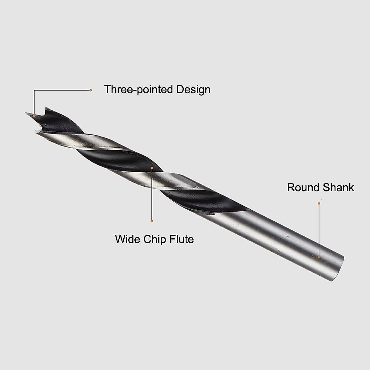 Hymnorq Brad Point Wood Drill Bits 8PC Set, Metric Size 3mm-10mm by 1mm in Index Case, High-Carbon Steel, Perfect for DIY Woodworking Carving Engraving Drilling