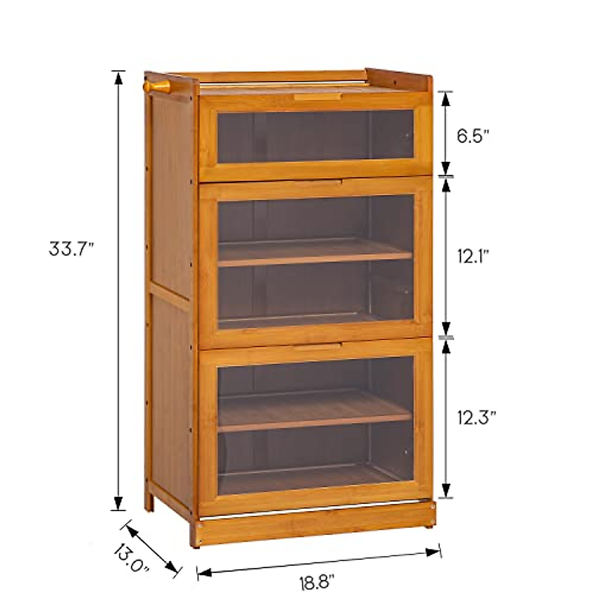 MoNiBloom Shoe Cabinet with Acrylic Doors 5 Tier Bamboo Free Standing Narrow Shoes Rack for Space Saving Entryway Hallway Living Room Bedroom, Brown