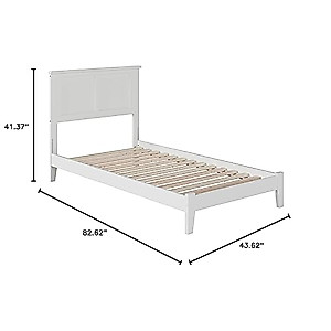 Atlantic Furniture AR8611002 Madison Platform Bed with Open Foot Board, Twin XL, White