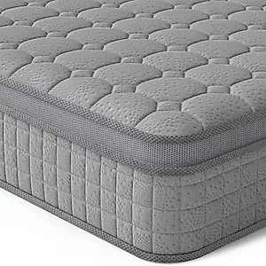 Vesgantti 10 Inch Twin XL Multilayer Hybrid Mattress - Multiple Sizes & Styles Available, Ergonomic Design with Memory Foam and Pocket Spring, Medium Firm Feel, Grey