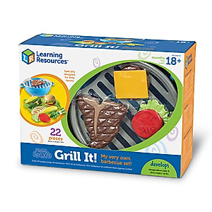 Learning Resources New Sprouts Grill It! Barbecue Set - 22 Piece Set, Ages 18+ Months Toddler Learning Toys, Preschool Toys, Pretend Play Food, Outdoor Play Food Toys