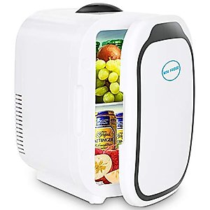 Wistopht 6 Liter Mini Fridge for Bedroom - Mini Fridge Cooler and Warmer,Compact Refrigerator with AC/DC Power, Portable Makeup Skincare & Refrigerator for Office and Car Cooler and Warmer