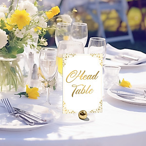 Gold Wedding Table Numbers 1-30 - Double Sided Gold Foil Table Number Cards 4x6 Inch with Head & Gift Table - Restaurant Table Numbers - Gold Table Numbers for Wedding Reception Table Signs
