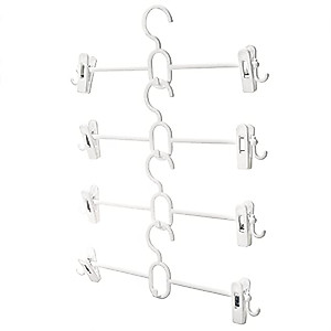Tosnail 20 Pack Plastic Pants Skirt Hangers with Clips and Stackable and Strap Hooks, Cascading Hangers Space Saving Hanger for Closet or Laundry Use - White
