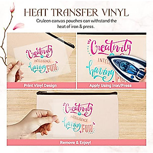 Cruleen 10 Pack Blank DIY Craft Bag Canvas Zipper Pouch Blank Makeup Bag – Beige Canvas Pouch Multi-Purpose Toiletry Bag Perfect for Stationary, HTV & Valentine Party Favors 8.3 × 4.7 Inch