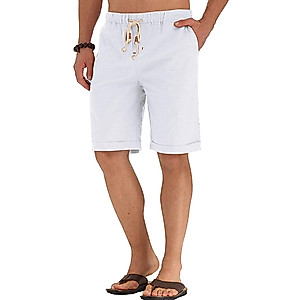 Sailwind Men’s Linen Shorts Casual Drawstring Summer Beach Shorts