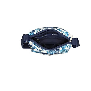 LeSportsac Damask Dream Small Hobo Crossbody Handbag, Style 3709/Color E478, Turquoise & Royal Blue Tonal Scrolled Blossom & Vine Motifs, Romantic & Elegant Damask Design