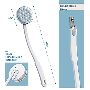 Yiesoum Back Lotion Applicator and Massager by Body Long Handheld self-Handhled Easy Reach for Sunscreen, Cream, Shower Gel on Back, Legs and Feet, Long Shower Bath Brush, Easily Roll-a Dispenser