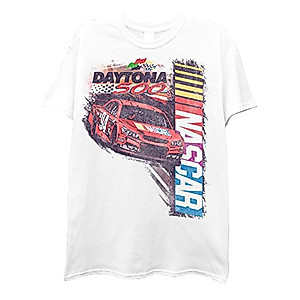 NASCAR Vintage Daytona 500 Shirt - Vintage Race Car Racing Mens Graphic T-Shirt (White, Small)