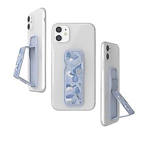 CLCKR Cell Phone Grip and Expanding Stand, Universal Adhesive Phone Grip Holder with Multiple Viewing Angles for iPhone 14/13/12, Samsung Galaxy S22 and More, Phones, Tablets, Floral Blue