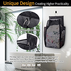 Hanging Collapsible Breathable Mesh Laundry Hamper,Fast Drying Portable Space Saving Storage Bag,Rv Laundry Hamper,Applied to College Dorm Rooms, Gym, Swimming and RV Travel (Black)