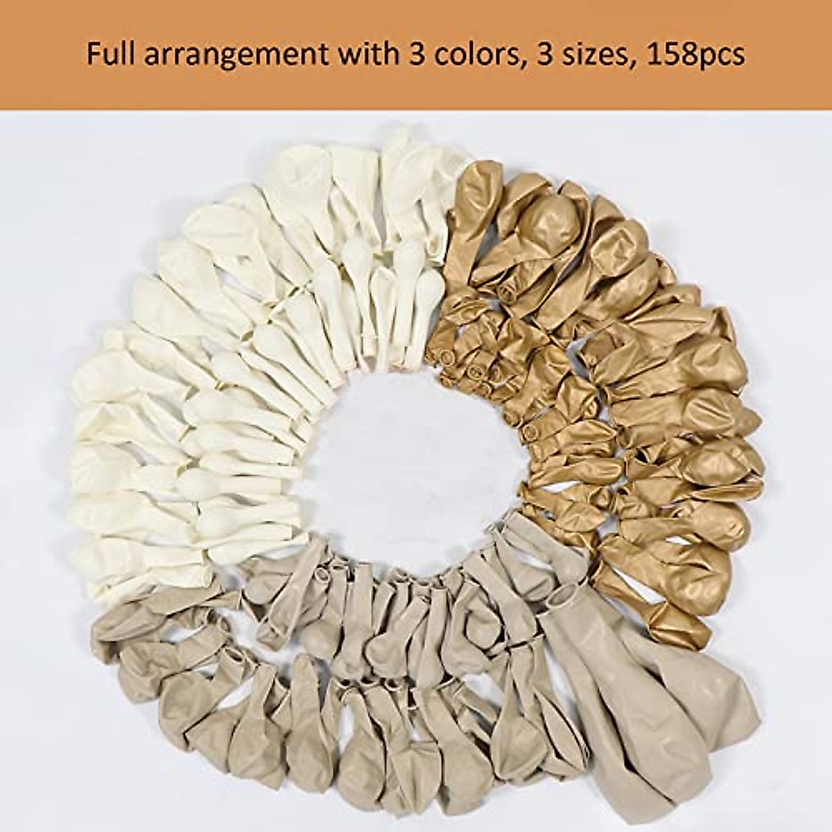 EROOCAI White Sand Gold Balloons Garland Arch Kit-DIY 158pcs Sand White Metallic Chrome Gold Balloons for Baby Shower Bridal Shower Christening Engagement Birthday Party Dcorations