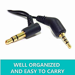 Koffmon QC3.0 Replacement QC3 Headphone Extension Audio Cable Compatible with Bose QuietComfort 3 QC3 Headphones (Black)