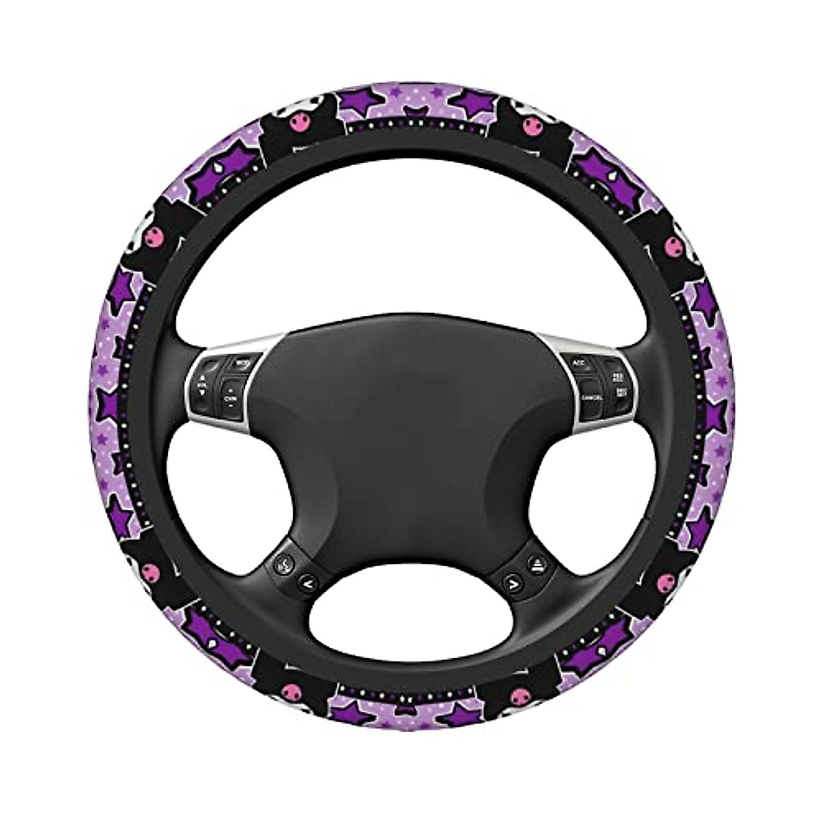 Gearbest Cute Cartoon Kuromi Steering Wheel Cover Universal 15 in Car Accessories for Men Women,Steering Wheel Protector Comfortable Protective Case for SUV Sedan Decor