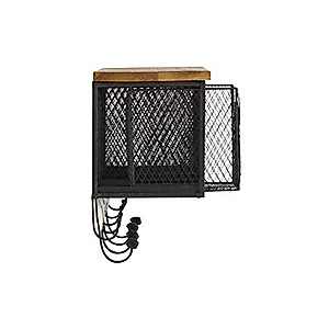 Linon 4-Basket Wall Organizer, 23.5" L x 7.25" W x 12.4" H, Brown, Black