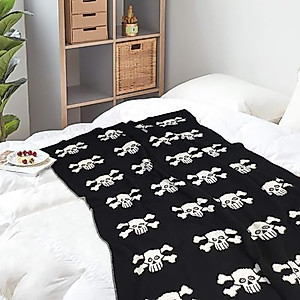 Brandream Throw Blanket Baby Crib Blankets Black and White Designer Pirate Blankets Scull Pattern Decorative Soft Blanket for Couch 35 by 43 Inch