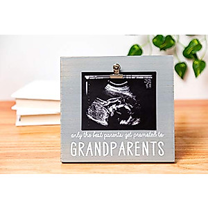 Pearhead Distressed Gray Grandparents Picture Frame, 6.75x7.25in, Ultrasound Photo Keepsake, Baby's First Christmas, Holiday Gift Idea