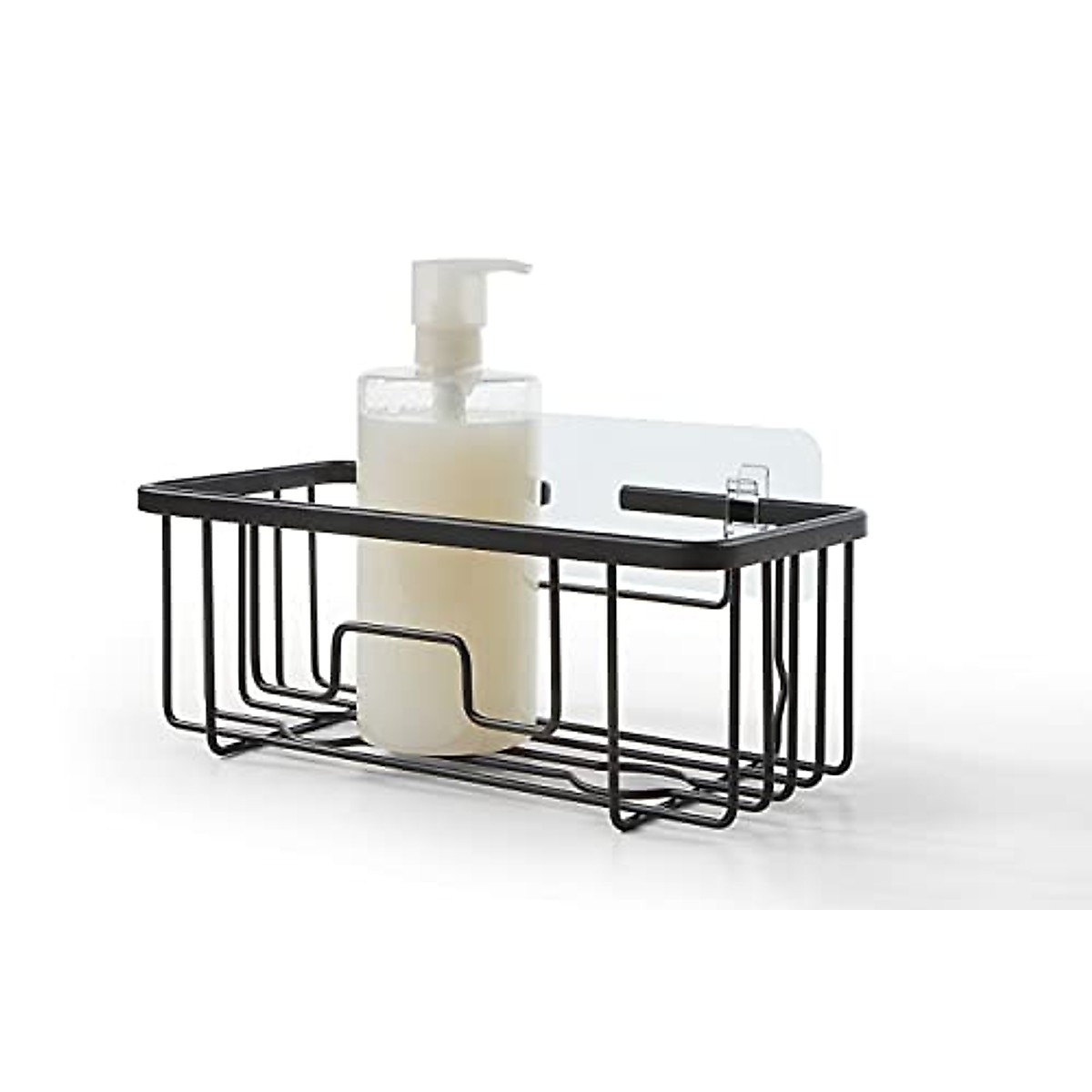 SunnyPoint RustProof Aluminum Wall Mount Shower Caddy Basket Shelf; Adhesive Pad Included (BLACK)