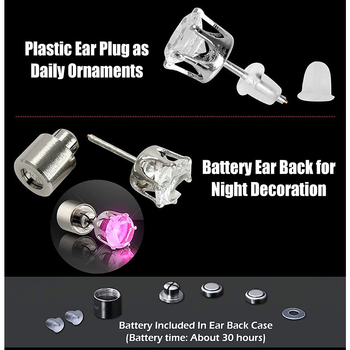 IC ICLOVER LED Earrings, Shiny Glowing LED Lighting Up Stylish Earring Studs Crown Shap Ear Drop Stud, Valentine's Day New Year Wedding Rave Dance Party Decoration Gifts for Women Men Boy Girls-Purple