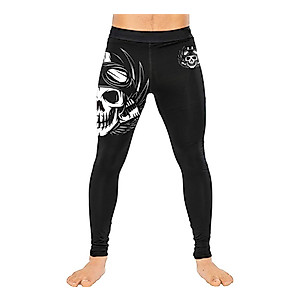 CHOO Men’s Motorcycle Skull Dry Cool Jiu Jitsu Spats Sublimated Graphics Cycling Arts Pants,M