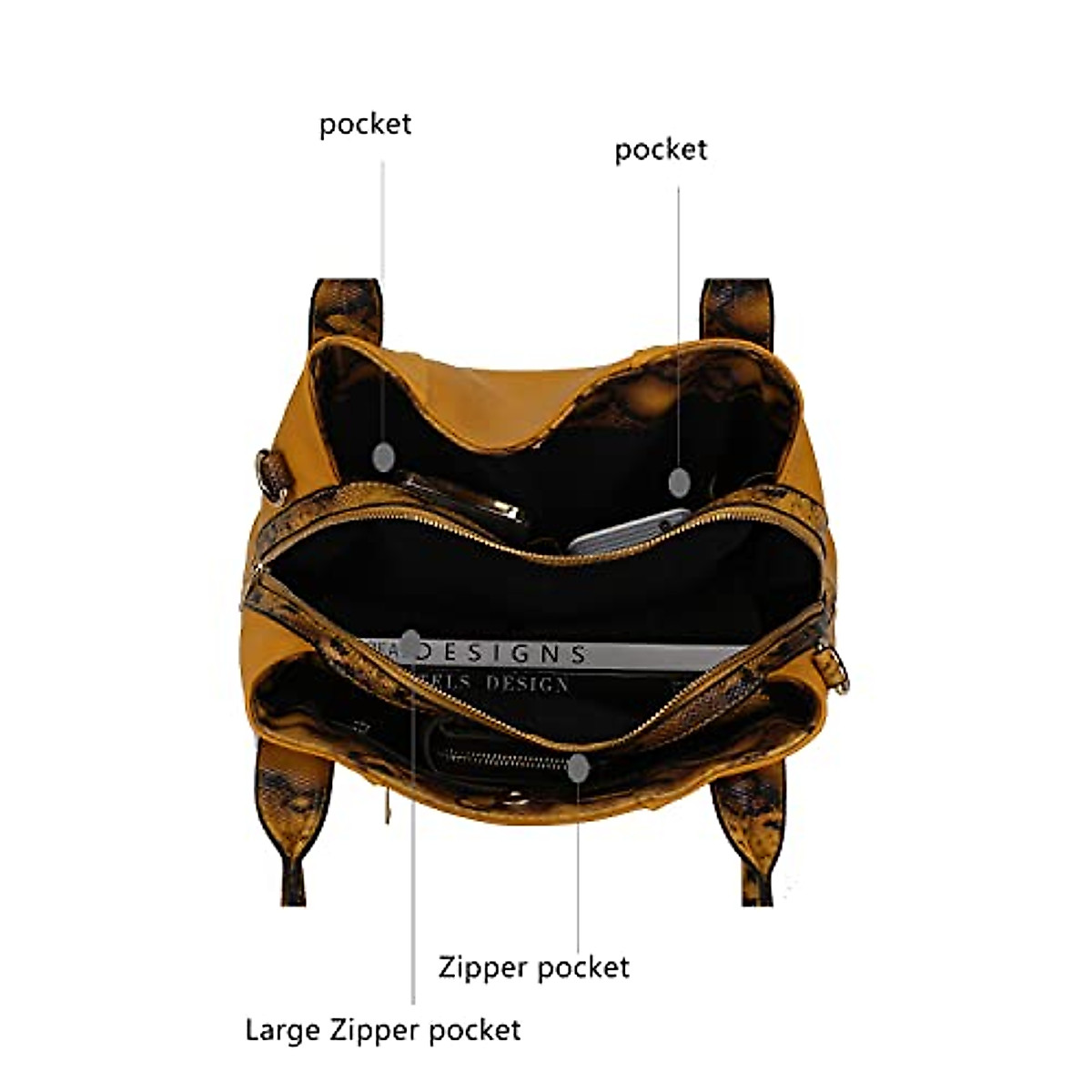 MKF Collection Tote Bag for Women Snake Embossed Vegan Leather Handbag, Lady Fashion Designer Crossover Hobo Purse