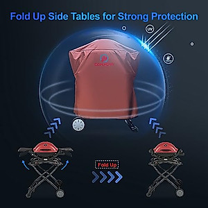 Comnova Grill Cover for Weber Q Serie Grill on Cart - 7113 BBQ Covers for Weber Q2000/Q200/Q1000/Q100 with Portable Stand, Heavy Duty & Waterproof BBQ Cover for Weber Q2200, 2400, 1200, 1400 and More