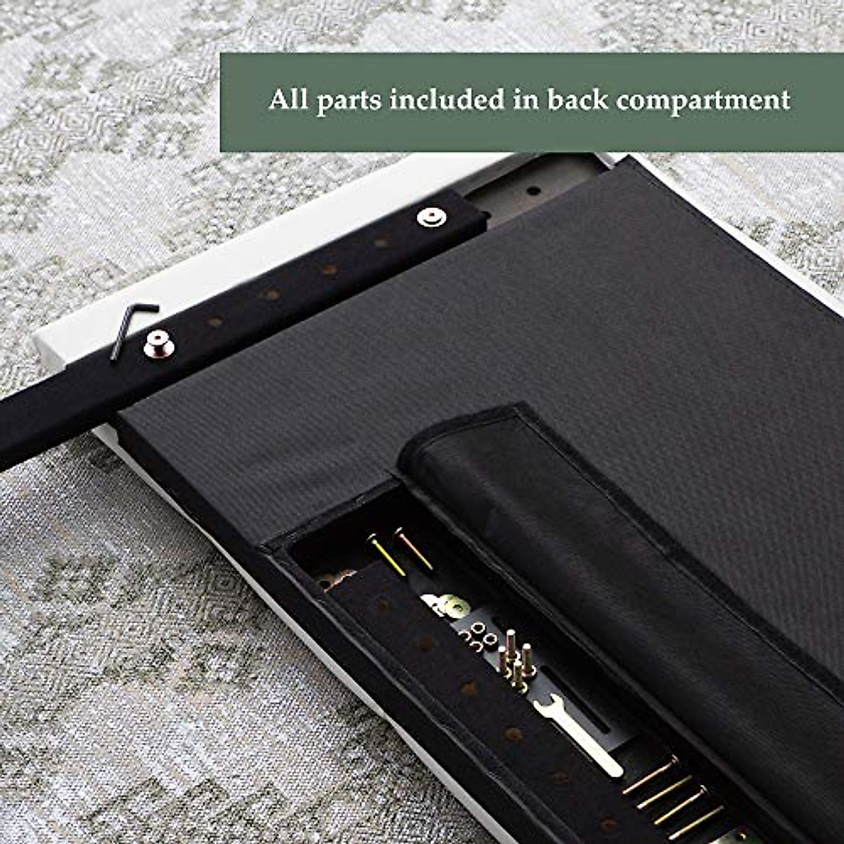 Edenbrook Hawthorne Faux Leather Headboard - Modern -Adjustable Height - Buttonless Tufting, Queen, Black