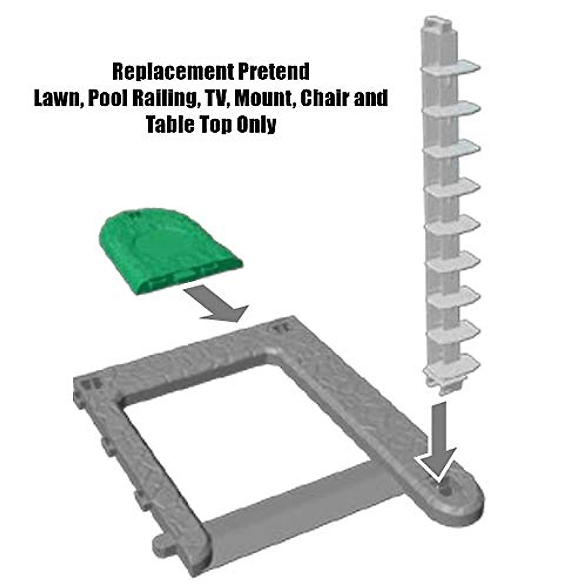 Replacement Parts for Barbie Dreamhouse Playset - FHY73 ~ Replacement Lawn, Pool Railing, TV, Mount, Chair and Table Top