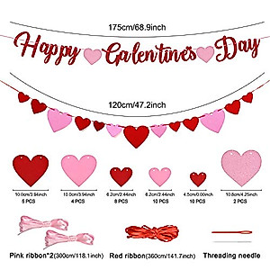 Galentine's Day Banner, Happy Galentines Day Garland Sign, Pink Red Heart Banners Decor Decoration Galentines Day Party Supplies