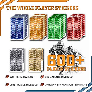 MAYSPORTS Extra Large Fantasy Football Draft Board 2023-2024 Kit - 5.3ft x 4.1ft Board, 596 Player Labels, 2023 Top Rookies, FA Players, Schedule Included- Color Edition[14 Teams 20 Rounds]