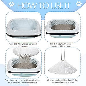 56 Count 31 x 18 Inch Sifting Cat Litter Bags Large Thick Cat Litter Box Liners with Holes Portable Thick Cat Litter Bags Drawstring Litter Box Liners for Pets Cats Litter Box Supplies