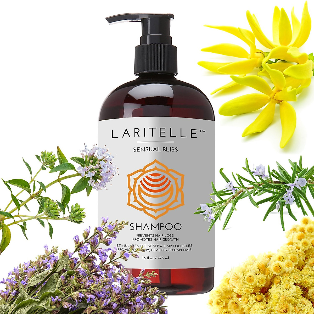 Laritelle Organic Shampoo 17.5 oz. Argan Oil, Rosemary, Palmarosa. Promotes Hair Growth, Prevents Hair Loss. GF