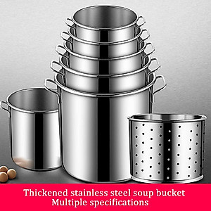 AIZYR 27Qt/45Qt/63Qt Stainless Steel Stock Pot Commercial Heavy Duty Turkey Deep Fryer Crawfish Clam Steamer with Strainer Basket for Soup, Broth & Stock, Chili Casserole,40cm/15.7inch