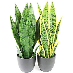 Bird Fiy Artificial Snake Plant Faux Agave Fake Sansevieria Artificial Potted Plants for Indoor and Outdoor Home Office Decor (Green, 16)