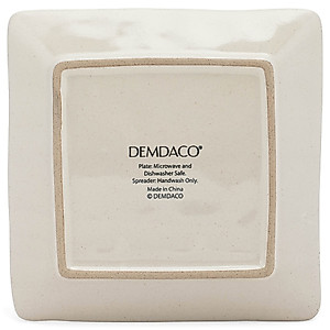 DEMDACO Life is Better at the Lake Blue 6 x 6 Stoneware Decorative Serving Plate with Spreader