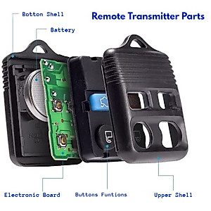 Key Fob Replacement - Keyless Entry Remote Transmitter - Remote Replacement Key Fob for Ford - 3 Button Ideal for Select Ford, Lincoln, Mazda Set of 2