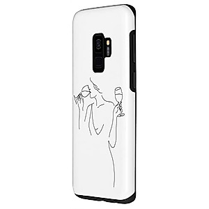 Galaxy S9 Double Fisting Black And White Funny Wine Lover Line Art Case