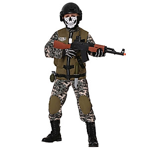Kids Camo Trooper Costume Tactical Vest Camouflage Army Bundle w/Gloves