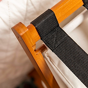 DomeNest Folding Luggage Rack for Guest Room with Laundry Bag - Heavy Duty Space Saving Baggage Suitcase Stand Storage Shelf Made from Natural Bamboo - Fully Assembled Foldable Hotel Bedroom Luggage Holder