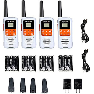Retevis RT49B Walkie Talkies for Cruise, Two Way Long Range Radios, NOAA White Walkie Talkies 4 Pack, USB Rechargeable 2 Way Radio for Family Camping Hiking Hunting