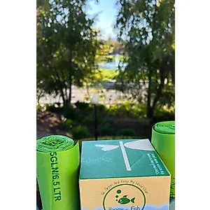 1.75-gallon (6.6L) Compostable, Extra-Thick Countertop Waste Bin Bags| Unscented Leak Proof Bags for Office, Home, Bathroom, Bedroom, Car, Kitchen, Pet(Green)1 Pack| 110 Counts. (1.75 Gallon)