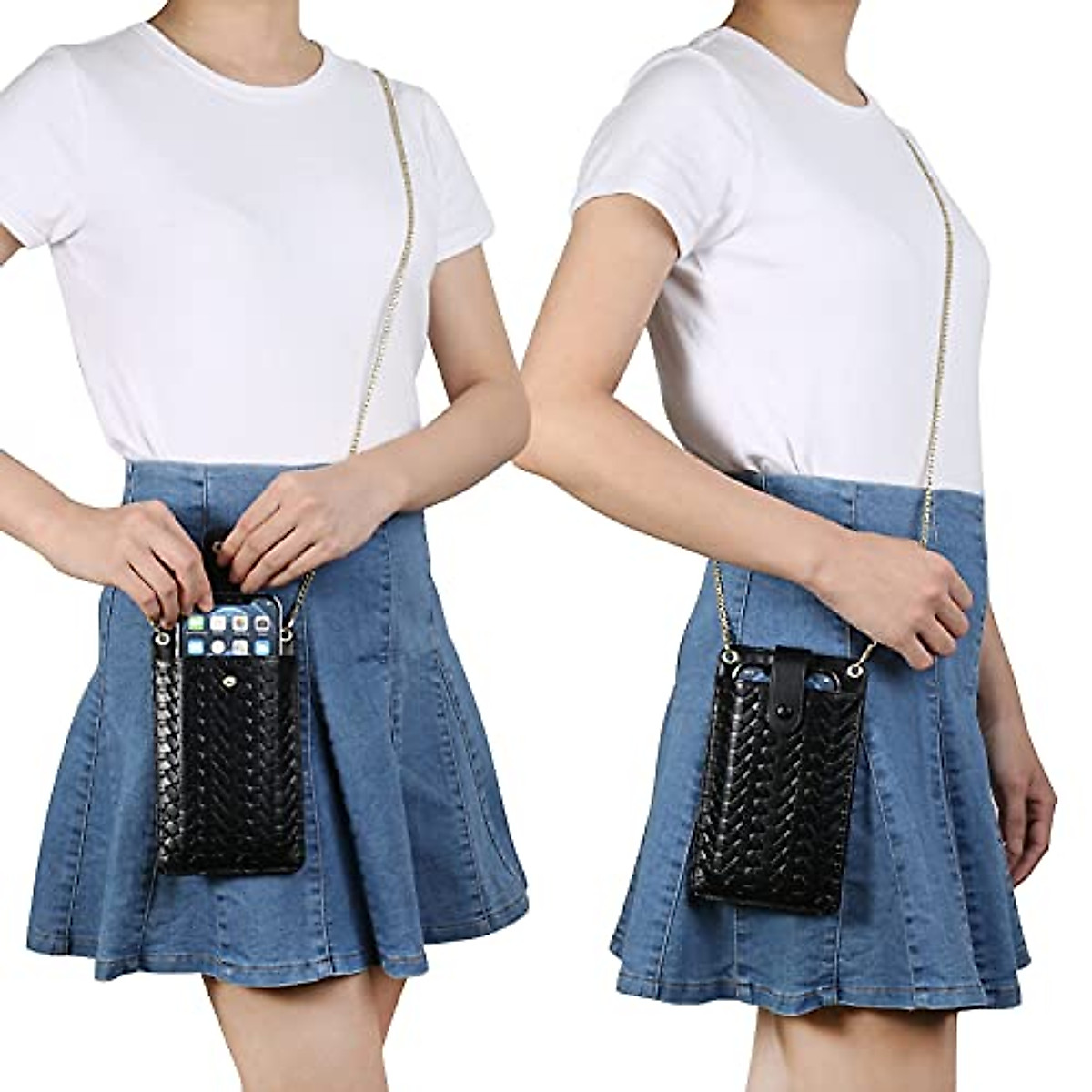 YICHEEY Cell Phone Purse Wallet Small Crossbody Bags for Women Mini Shoulder Bag with Card Slot (Black)