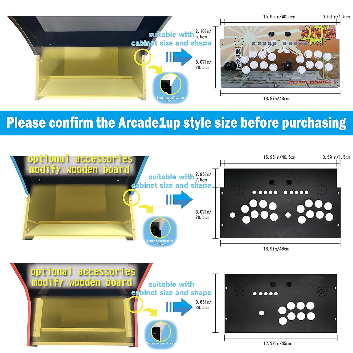 Switch Fighting Stick for Arcade1Up Cabinet, Play Your Switch arcade stick on The Cabinet, Modded Switch Joysticks Specially Designed for Arcade1Up