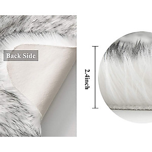 MIULEE Fluffy Rug Soft Shaggy Faux Fur Area Rug Luxury Plush Sheepskin Carpet for Bedroom Living Room Sofa Chair 2 x 3 Feet, Gradient Grey