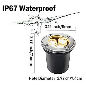 SUNRIVER Low Voltage Landscape Lights LED Landscape Lighting 3W Landscape Well Lights 12V-24V Waterproof Outdoor In-ground Lights for Paver,Pathway,Driveway,Deck, Garden (Warm White 6 Pack)